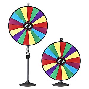 WinSpin 36 Inch Heavy Duty Prize Wheel Dual Use Adjustable Tabletop and Floor Stand Large Fortune Wheel with Dry Erase Marker & Eraser 18 Slots Spinning Wheel for Carnival Spinner Game Tradeshow