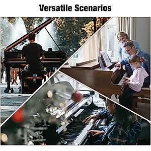 AW Piano Bench Stool Dual Leather Padded Keyboard Organ Duet Chair Seat Double Throne Storage Capacity 400 lbs 29.3x13.3x19 Black