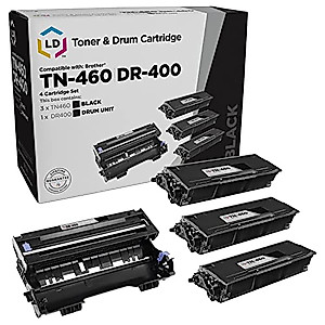 LD Products Toner Cartridge & Drum Unit Replacement for Brother TN460 HY & Brother DR400 (3 Toner, 1 Drum, 4-Pack) Compatible with Multi-Function: 1260, 1270, 2500, 8300, 8500, 8600, 8700, 9600