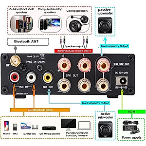 XRONG Bluetooth 5.1 Power Amplifier 100Wx2+100W Stereo HiFi 2.1 CH Digital Sound Amplificador 24Bit/192kHz Class D Amp USB DAC, Support Subwoofer & with Remote