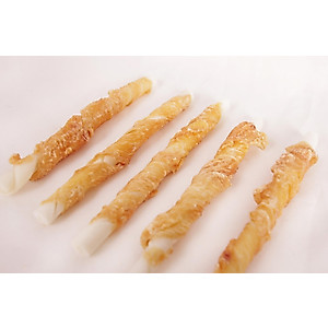 FOURPAW Dog Treats Chicken Wrapped White Rawhide Sticks, 5inch Long Lasting Dog Chew Treats, Strong The Jaws and Clean The Teeth, 8oz.