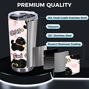 LATTPLYN Cat Tumbler for Women Men, 20 oz Stainless Steel Cat Coffee Cups with Lid Christmas Birthday Gift for Travel Mug White Tumbler for Girls