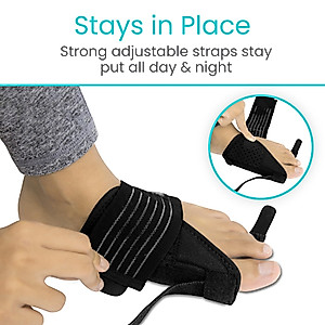 Vive Bunion Corrector for Women & Men Big Toe - Toe Separator Non-Surgical Hallux Valgus Correction, Hammer Toe Straightener Bunion Relief - Big Toe Brace Splint - Day Night Support 2 Pcs (Black)
