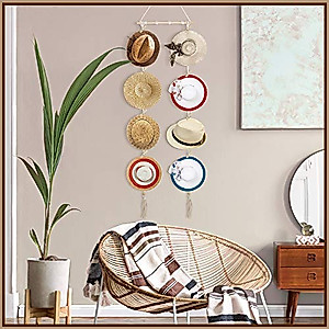 Western Bedroom Decor Wooden Hat Organizer Boho Hat Rack Display Decor Wood Hat Hanger Bohemian Hat Holder Wall Hat Storage Hanger Wooden Display Rack for Women Hats Wide Brim (1 Set)