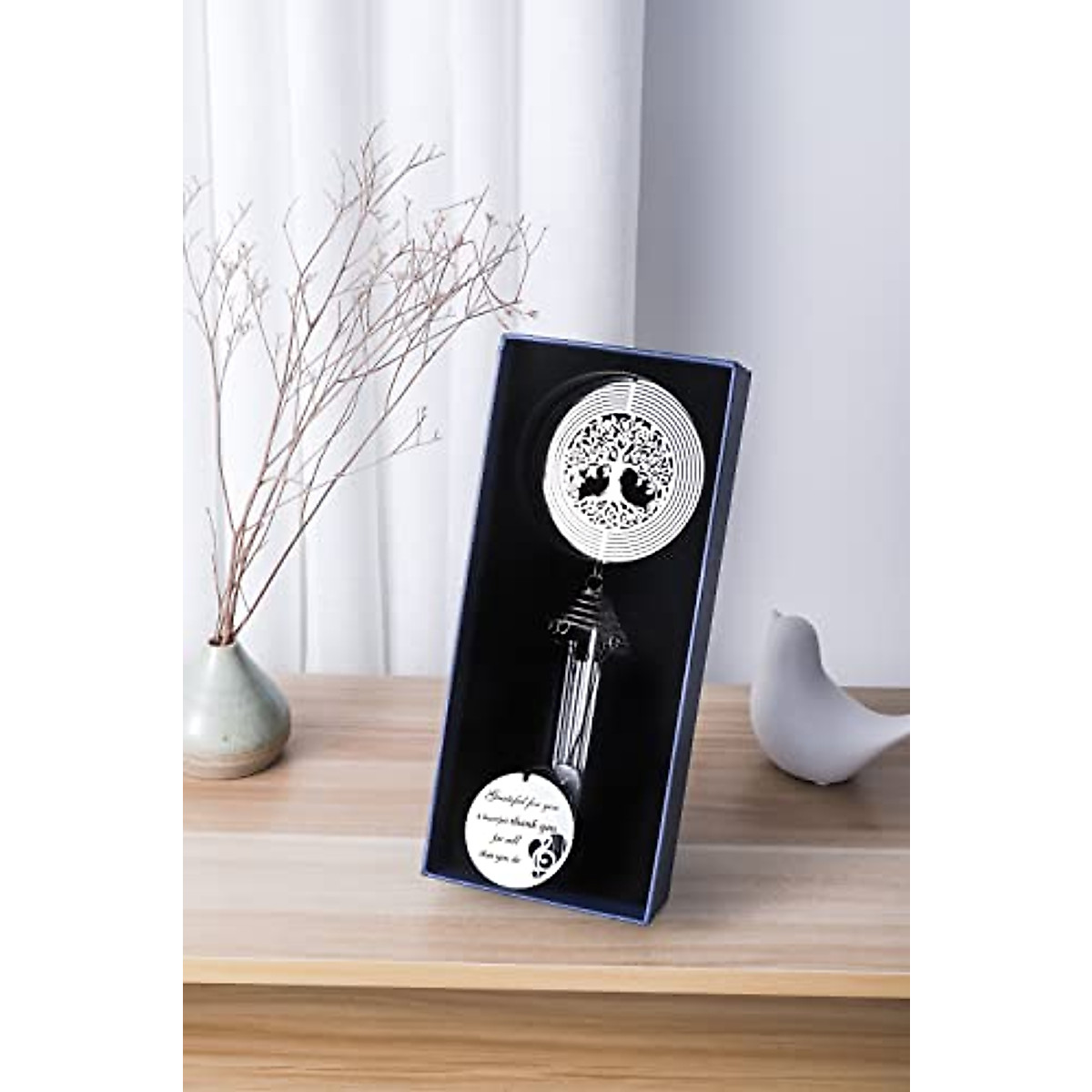 Thank You Wind Chimes with Tree of Life Wind Spinner - Thank You Gifts for Women, Teacher, Family, Friends - Appreciation Gifts for Coworkers - Ideal Hostess Gifts, Gratitude Gifts