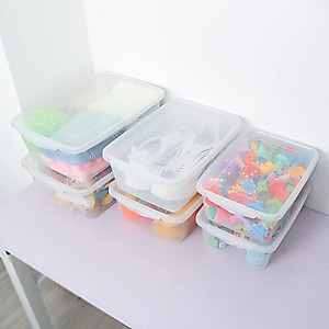 Zopnny 4-Pack 14 Qt. Stackable Nestable Box Tote Closet Organization, Plastic Latch Bin with Lids, Clear