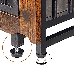 Heybly Furniture Style Dog Crate,Wooden Pet Kennels with 3 Doors,Indoor Pet Crate End Table with Removable Tray for Dogs Under 60lbs, Rustic Brown and Black HFC102SR