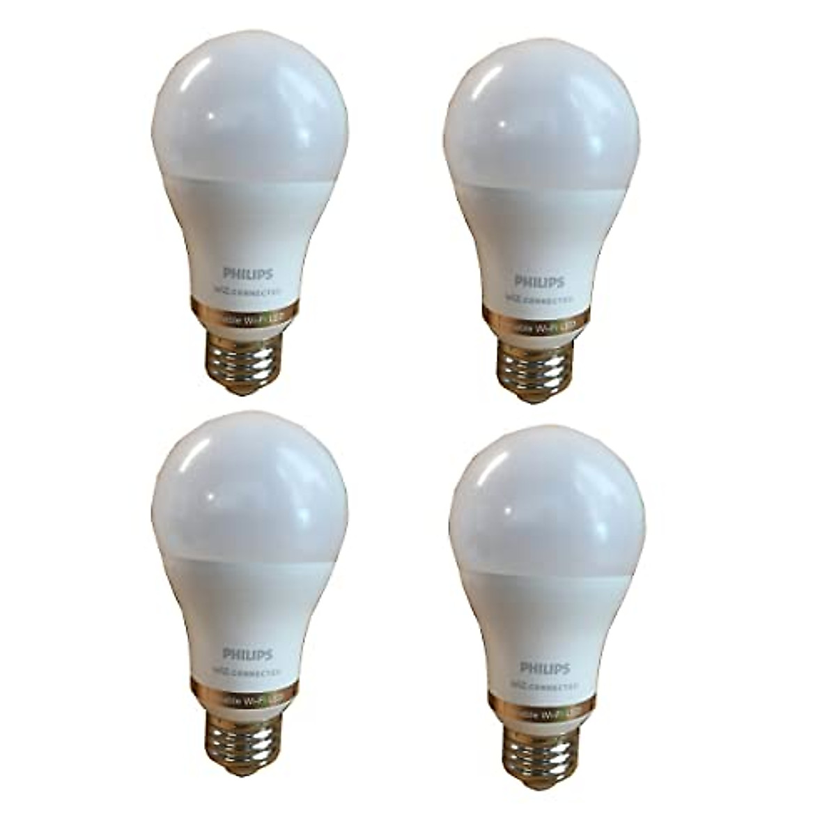 Philips Soft White A19 LED 60W Equivalent Dimmable WiZ Connected Smart Light Bulb 4 Pack