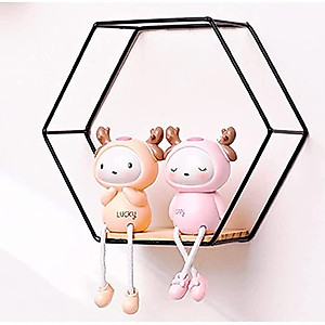 EYHLKM Iron Wall Shelf Ornaments Wall-Mounted Hexagonal Iron Shelf Storage Rack TV Background Bedroom Bedside Pendant (Color : D)