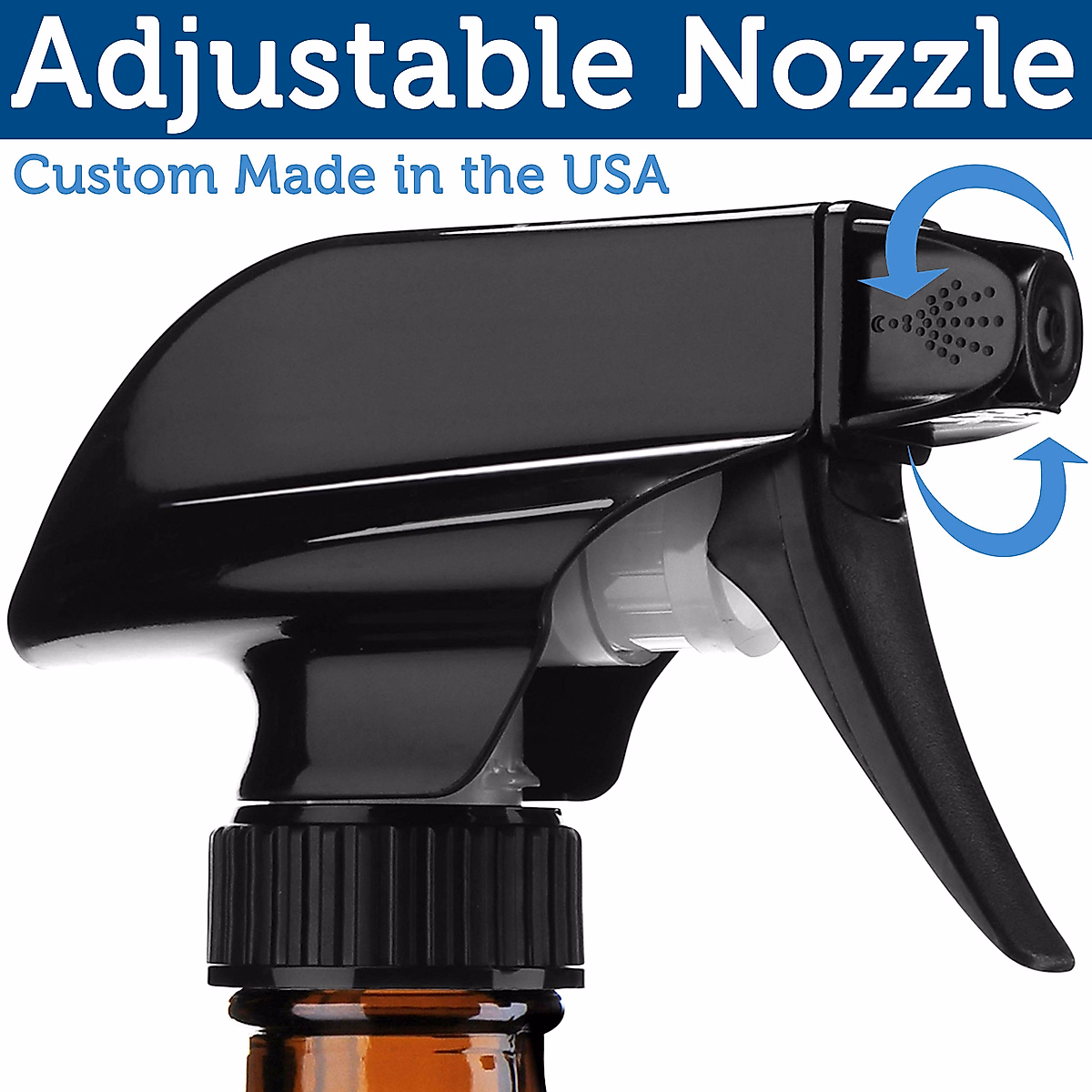 Sally's Organics Empty Amber Glass Spray Bottle - Large 16 oz Refillable Container for Essential Oils, Cleaning Products, or Aromatherapy - Black Trigger Sprayer w/Mist and Stream Settings - 6 Pack