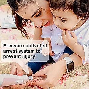 haakaa Baby Nail Trimmer Electric Safe Baby Nail Clippers Baby Nail File Kit Manicure Set, Trim Polish Grooming kit for Newborn Toddler or Adults Toes Fingernails, 6 Grinding Heads and LED Light, Pink