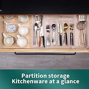 LWANWI Silverware Drawer Organizer, Expandable Utensil Tray for Kitchen, Kitchen drawer cutlery organizer,With Removable Dividers Cutlery Drawer Organizer for Spoons,Forks, Knives