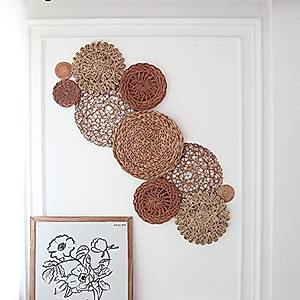 Tropdeli Wall Basket Decor - Set of 10 Wicker Wall Decor, Basket Wall Decor Set for Living Room and Bedroom - Unique Wall Decor - Ready to Hang with Nails