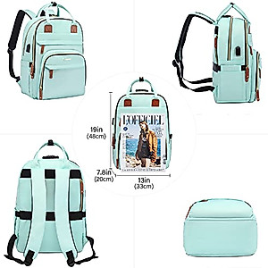 LOVEVOOK Laptop Backpack Purse for Women, Unisex Large Capacity 17 Inch Travel Anti-theft Bag, Work Business Computer Bags Backpack for Men, Casual Hiking Daypack with Lock, Mint Green