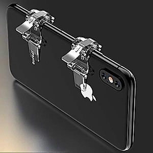 1 Pair S4 Smart Phone Mobile Gaming Trigger for Game Fire Button Aim Key Shooter Controller Shooting Metal Eat Chicken Artifact Games (White) Cell Phone Automobile Accessories