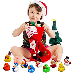 QINGQIU 24 Pack Christmas Rubber Ducks Jeep Bath Toys for Kids Boys Girls Toddlers Christmas Party Favors Stocking Stuffers Gifts