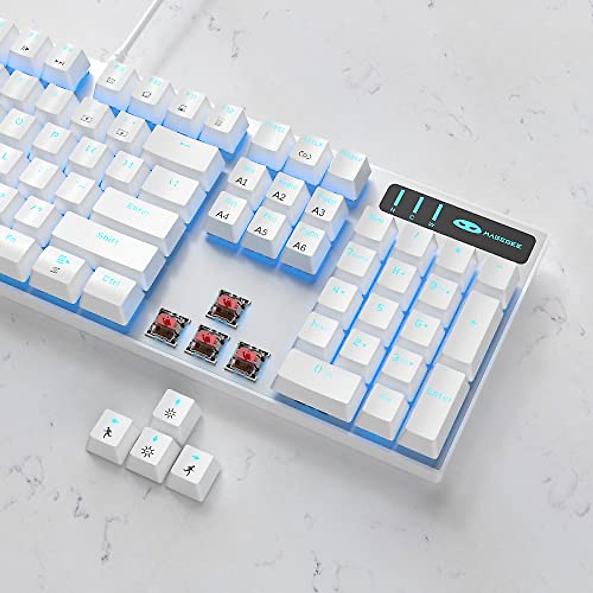 MageGee Mechanical Gaming Keyboard, Wired USB Adjustable Backlight Keyboard, New Mechanical Storm 100% Anti-ghosting Keyboard with Red Switches for Windows PC/MAC Games (White)