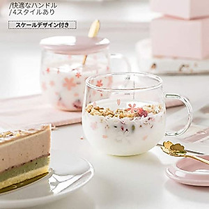 Sakura Cup, Creative Sakura Mug, Cute Heat-resistant , Transparent , Borosilicate Glass Coffee Cup,Gift( Color : Pink A , Size : 400ML )