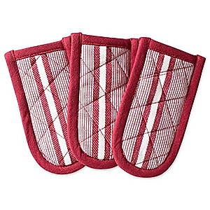 DII Double Strip Chef Kitchen Cooking & Baking Collection, Pan Handle Set, 6x3, Barn Red, 3 Piece