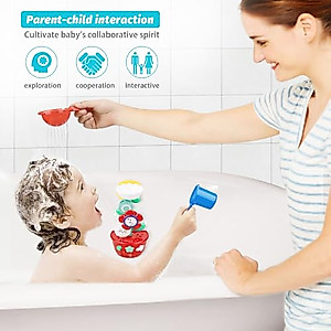 Girl Bath Toys for Kids 1-3 Bathtub Toys for Toddlers Water Tub Toys for Babies 1 2 3 Year Old Girls Boys Gifts with 1 Mini Sprinkler 2 Toys Cups Gifts Ideal with Color Box