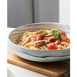 LYEOBOH Porcelain Serving Bowls, Salad Pasta Bowls for Kitchen, Stackable Bowl Set of 2 for Entertaining Thanksgiving Christmas, Ceramic Dinner Bowl, 10 inch, Gray