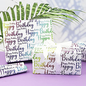 Happy Birthday Wrapping Paper For Kids Girls Boys Women Men, Gradient Light Color Birthday Gift Wrap Paper, Wrapping Paper Birthday 6 Sheets Folded Flat 20x28 inches per sheet