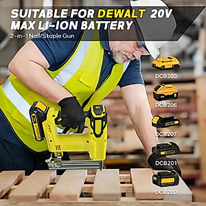 Cordless 18 Gauge Nailer Gun for DeWalt 20V Max Battery, 18 GA 2 in 1 Brad Nailer/Staple Gun with Pack of Nails and Staples Nail Gun for Home Improvement & Woodworking(No Battery)
