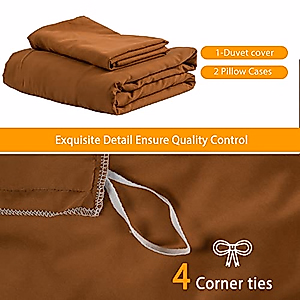 TOCOMOA Duvet Cover Queen Burnt Orange, 100% Microfiber Rust Comforter Cover Set, Ultra Soft 3 Pieces Bedding Set with 1 Duvet Cover and 2 Pillowcases
