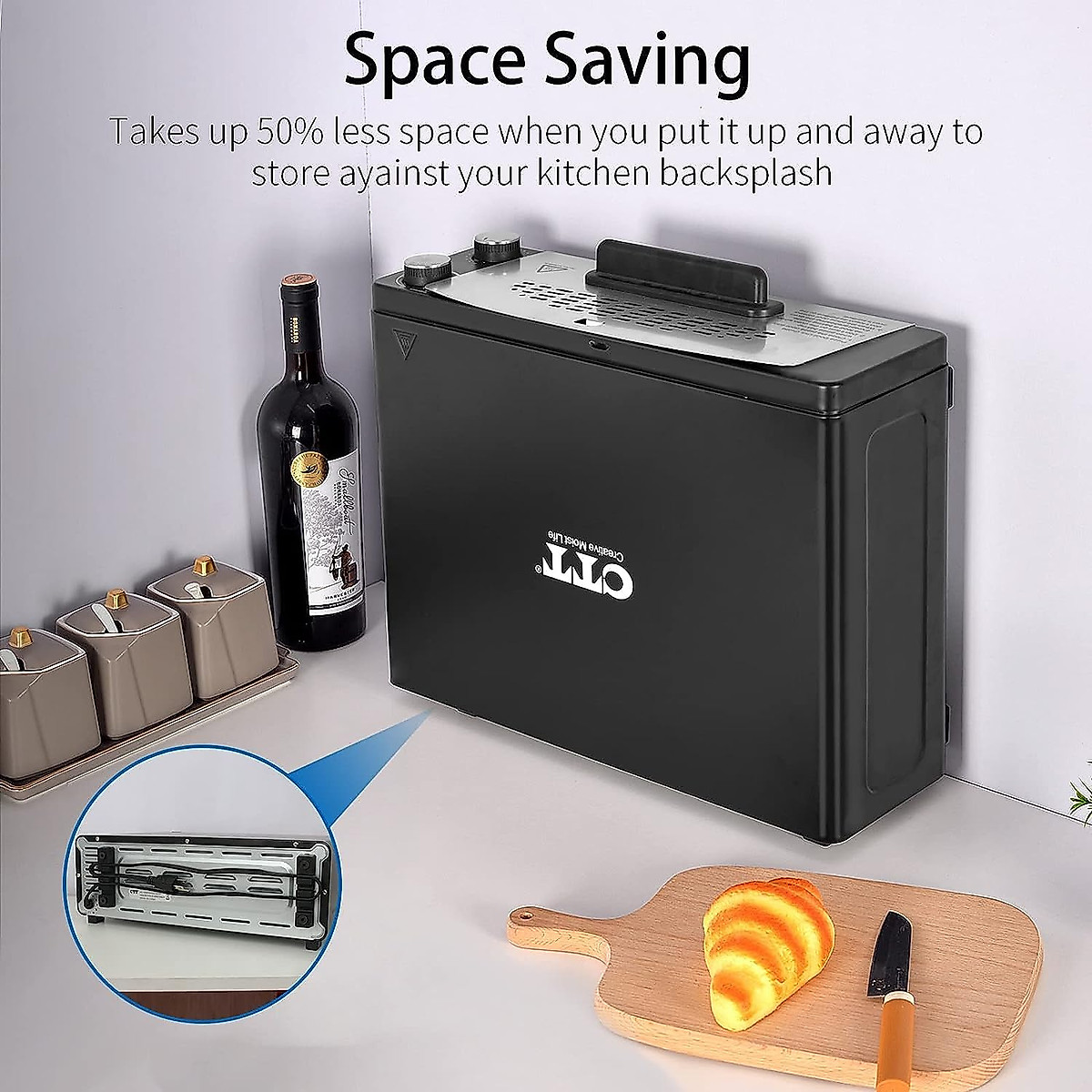 CTT 2 in 1 Baker Pizza Oven Countertop Toaster Multi-Functional,Instant Pizza Cooking With Removable Pizza Door, Flip Up & Away for Space Saving, High Capacity,1200 W, 4-Slice