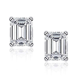 AINUOSHI Women Stud Earrings Emerald Cut Sterling Silver Earrings for Women Cubic Zirconia Hypoallergenic Piercing Earring Anniversary Birthday Gifts for Her Women Men