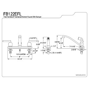 Kingston Brass FB122EFL Centurion 8" Centerset Kitchen Faucet, Polished Chrome