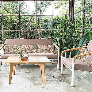 Throw Pillow Covers Camouflage Camo Orange Decorative Pillow Covers 12x20 Inch Set of 4 Grey Farmhouse Style Linen Pillow Case Cushion Cases for Couch Sofa Bedroom Living Room Home Decor