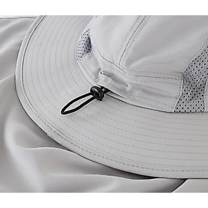 Home Prefer Sun Hats for Men Women Fishing Hat UPF 50+ Wide Brim Bucket Hat UV Protection Hat with Neck Flap Garden Beach (US, Alpha, One Size, Light Grey)