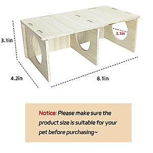Hamiledyi Wooden Hamsters 2-Chamber Hideout-Tunnel Multi Chamber Exploring Toy Hamster Exploring Labyrinth Tunnel Toy for Hamsters Mice