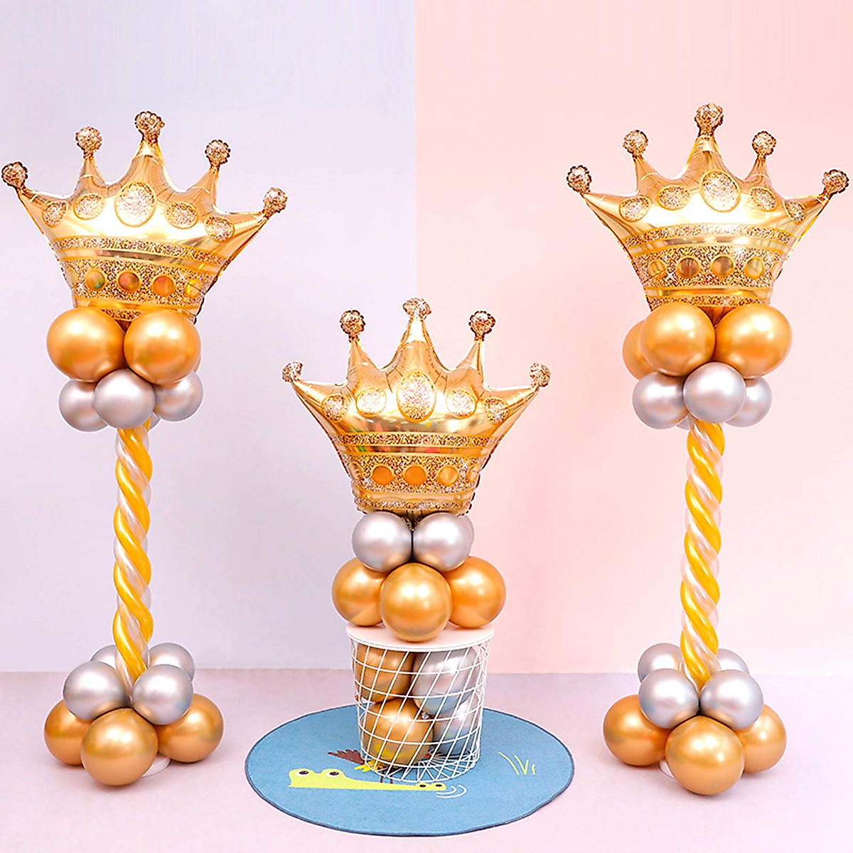 MYUBWTF 6 Pieces 40 inch Large Gold Crown Balloons, Giant Foil Cap Balloon, Aluminum Foil Helium Balloons for Birthday Wedding Party Decorations Anniversary Party Halloween Christmas (40-inch)