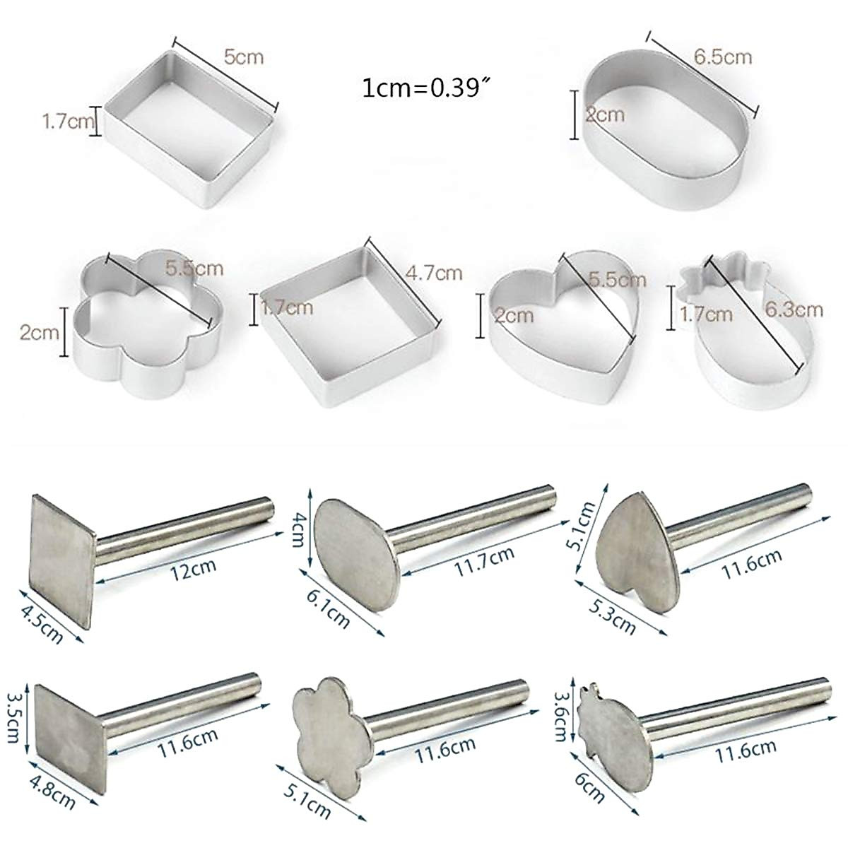 10pcs/Set Rectangle/Ellipse/Pineapple Cake Pie Biscuit Cutter Mold Cutting Press Stamp Molds Stainless Steel Cake Mold Cookie Cutter(Rectangle)