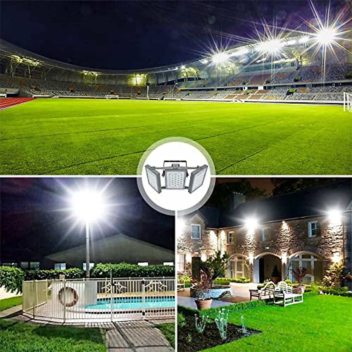 STASUN LED Flood Light Outdoor, 150W 13500lm Outdoor Lighting with 330° Lighting Angle, 5000K, 3 Adjustable Heads, IP66 Waterproof LED Exterior Security Area Lights for Yard, Stadium, Parking Lot