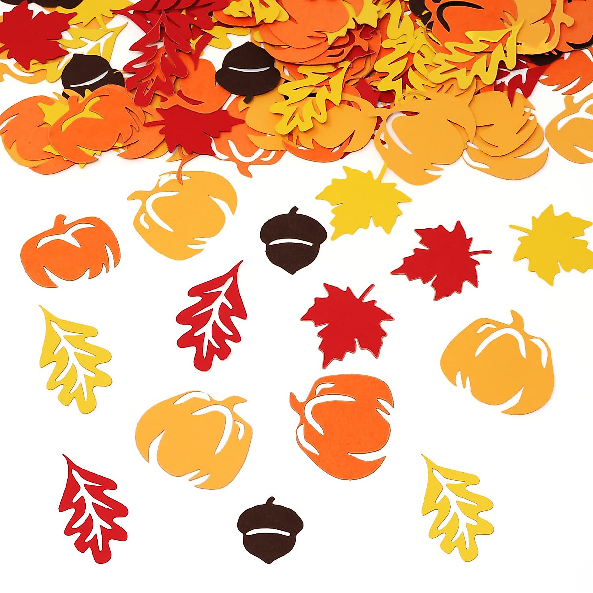 yueton 2 Bags Fall Maple Leaf Pumpkin Acorn Paper Confetti, Autumn Table Scatter Confetti, Sprinkle Confetti, Party Decoration Confetti, for Wedding, Birthday, Baby Shower, Halloween, Photoshoot, etc