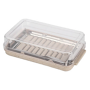 Weohoviy Butter Dish, Stainless Steel Butter Cutter Container Multi-Purpose Butter Storage Box with Transparent Cover for for Cream Cheese Cake(Wheat Bottom), Weohoviyo3tvxew7z520-12