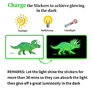 Glow in The Dark Dinosaur Wall Decals - 652Pcs Dinosaur Wall Stickers for Boys Room,Kids Wall Decor Stars for Baby Nursery Boys Bedroom Ceiling (Green Dinosaur)