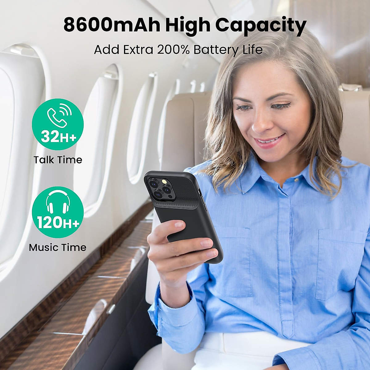 Battery Case for iPhone 14Plus/14Pro Max/13Pro Max, Powerful 8600mAh Portable Protective Charging Case,Rechargeable Extended Battery Charger Case for iPhone 13Pro Max, 14Pro Max and 14Plus (6.7 Inch)