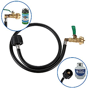 Updated Propane Refill Adapter Hose 36" Propane Extension Refill Hose with ON/Off Control Valve for 1 LB Propane Gas Tank, QCC1/Type1 Inlet Propane Tank Refill Adapter, 350PSI High Pressure Camping