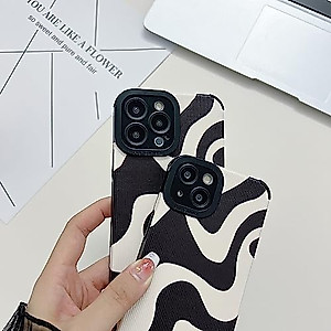 JYJFMLZC Compatible with iPhone 13 Cute Wave Pattern Mobile Case for Women Girls，Soft TPU Anti-Bump Phone Case Zebra Pattern Design Silicone Case for iPhone 13(Black&White)