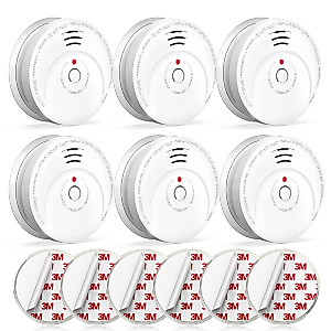 Jemay Smoke Detector, Smoke Alarm with Advanced Photoelectric Technology, Smoke Detector with Test Button and Low Battery Reminder, Fire Alarm with Battery Backup Used in Home, AW106, 6 Packs