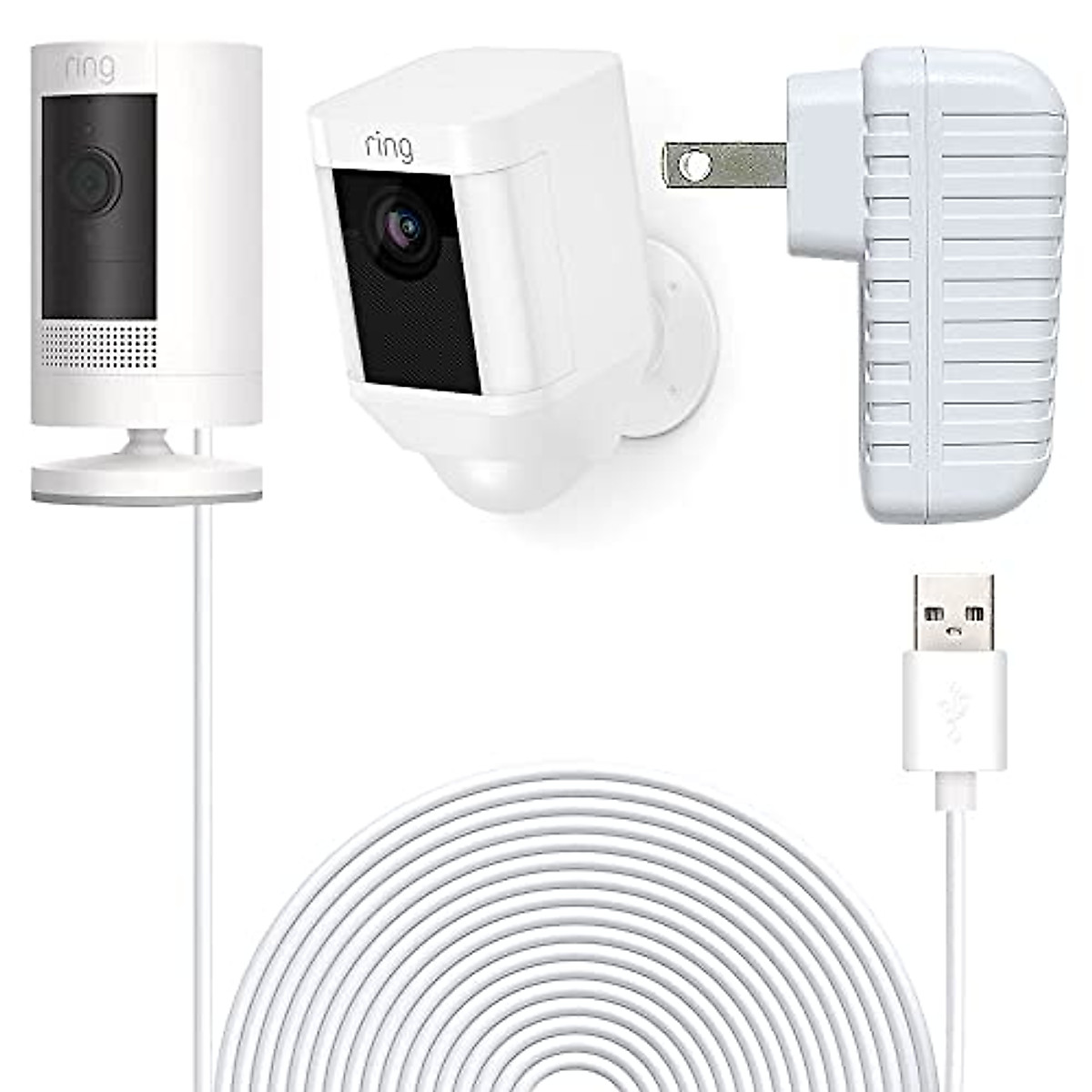 KAROTTO 16Ft Charging Cable with Adapter for Ring Camera,Ring Power Cord for Ring Stick Up Cam Battery,Ring Spotlight Cam Battery