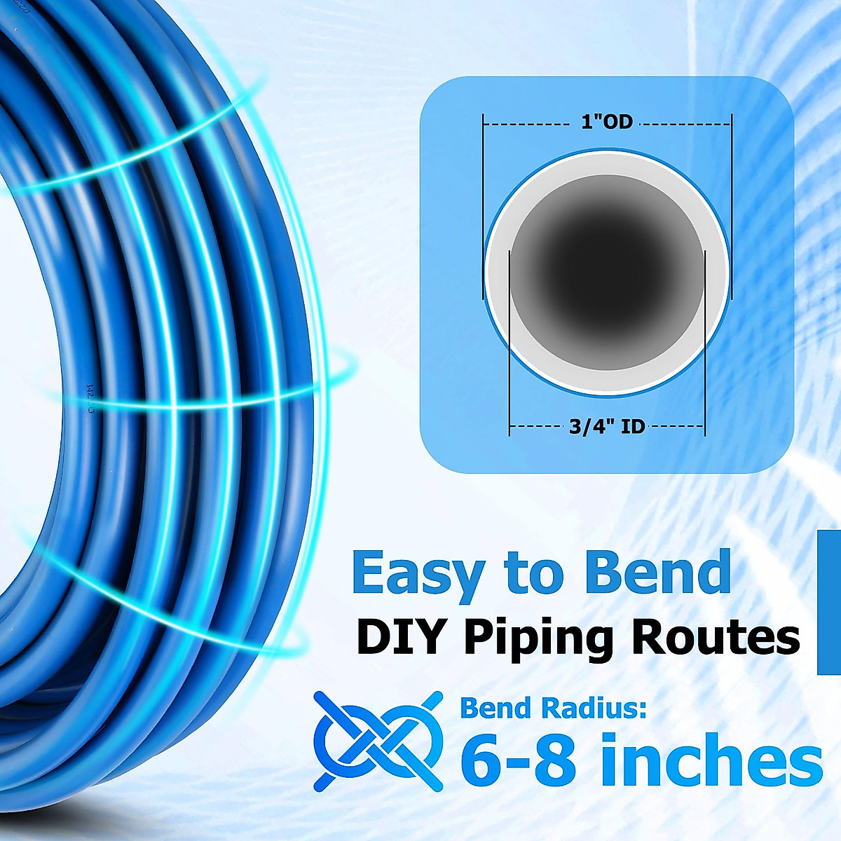 Howaoo Compressed Air Line Kit 3/4" x 100ft, Shop/Garage HDPE-Aluminum Air Line Kit for Connect Air Compressor, Compressed Air Piping System Install Kit Leak-Proof & Easy to Install