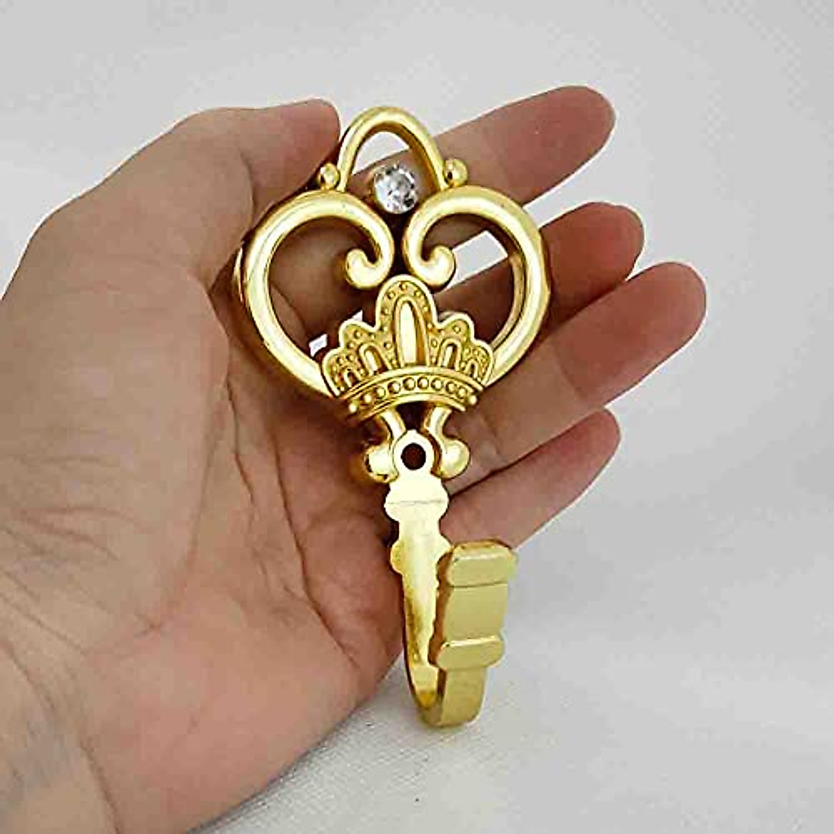 Cucumis Crown Curtain Wall Hook Household Clothes Hanging Hook Window Drapery Medallion Holdbacks, Curtain Tiebacks, Wall Hook, Tassel Holder 1 Double (Gold)