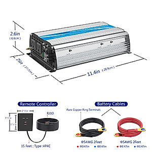 1200W Power Inverter DC12 Volt to AC 120 Volt with 20A Solar Charge Controller and Remote Control & USB Port for RV Truck Solar System