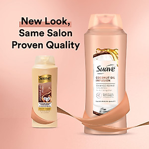 Suave Professionals Damage Repair Shampoo + Conditioner Coconut Oil, 28 Fl Oz (Pack of 4)