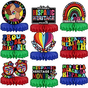 Hispanic Heritage Month Decorations Latin American 3D Double Side Toppers Paper Fans Hispanic Heritage Honeycomb Table Centerpiece National Hispanic Heritage Month Decorations for School Classroom